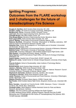 Igniting Progress: Outcomes from the FLARE workshop and three ...