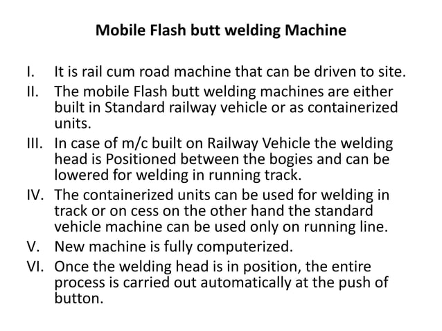 Flash butt welding of rails | PPTX | Chemistry | Science