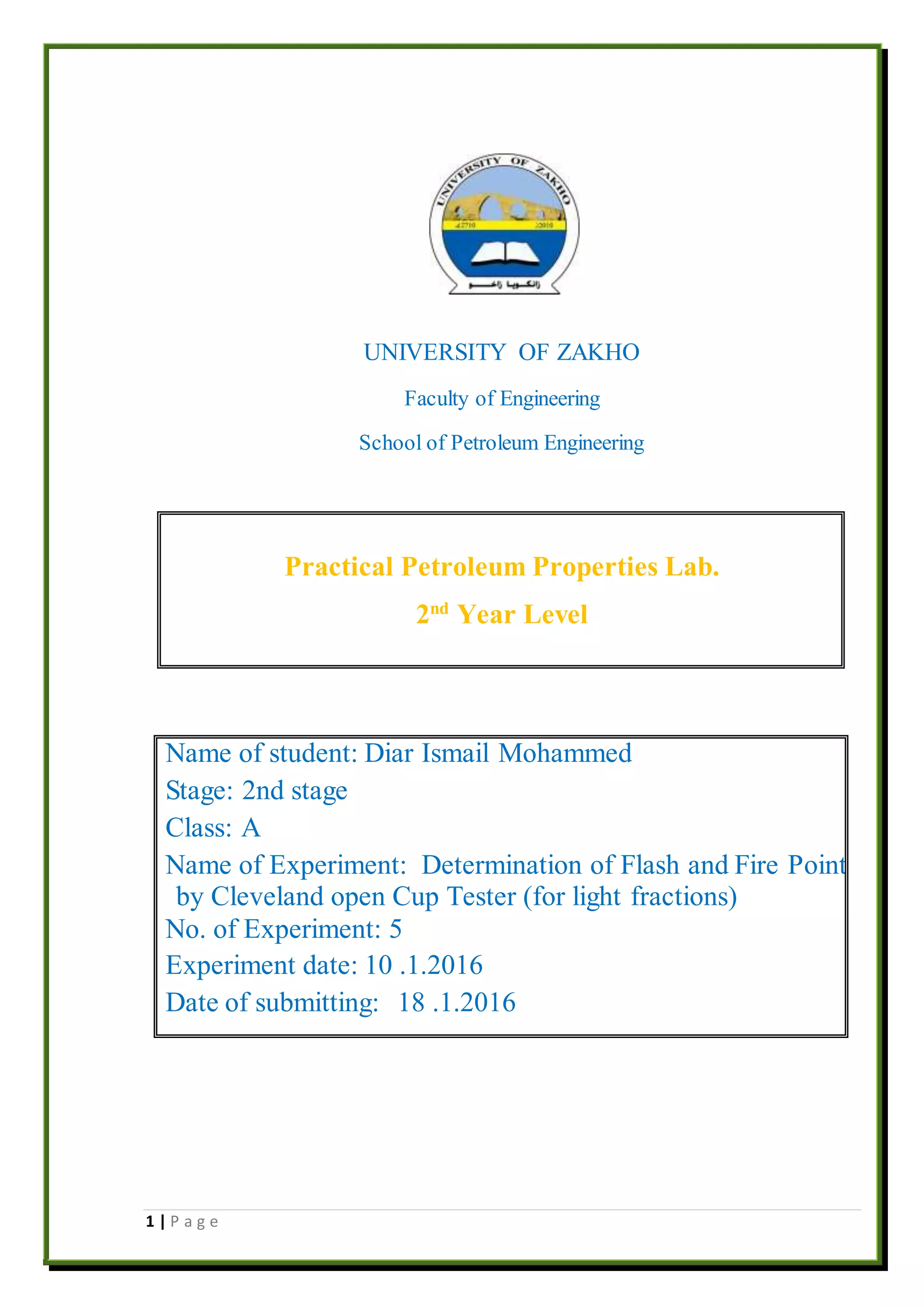 Flash point determination by-Diar Ismail | DOCX