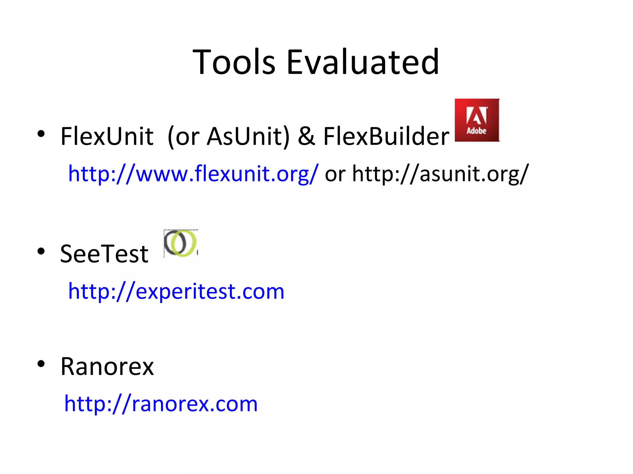 Flash Automation Tools Benchmarking V3 Ppt