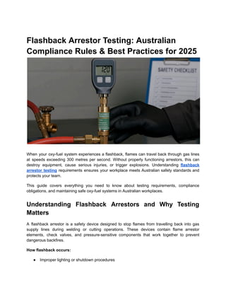Flashback Arrestor Testing_ Australian Compliance Rules & Best ...