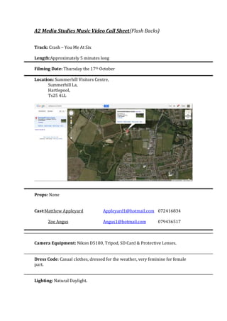 Flash Back Call Sheet | DOCX