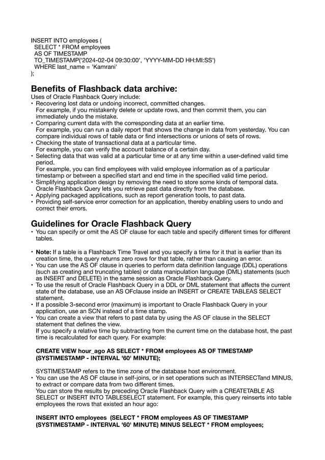 Flashback Time Travel Vs Flash Back Data Archive Pdf