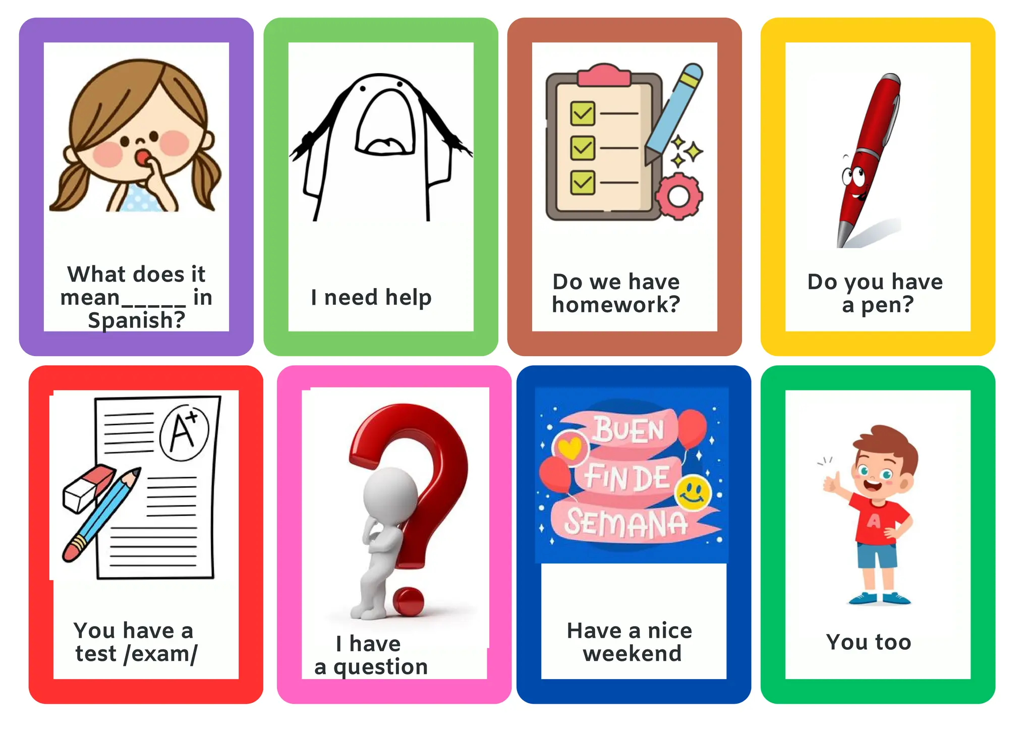 flash cards de frases en ingles para alumnos de educacion básica | PDF