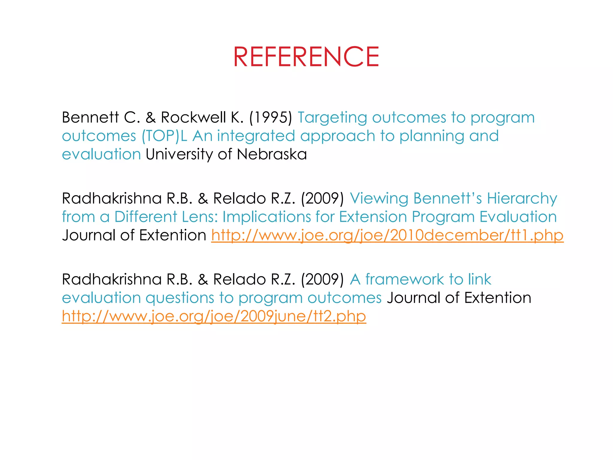 Bennett's hierarchy of outcomes | PPTX