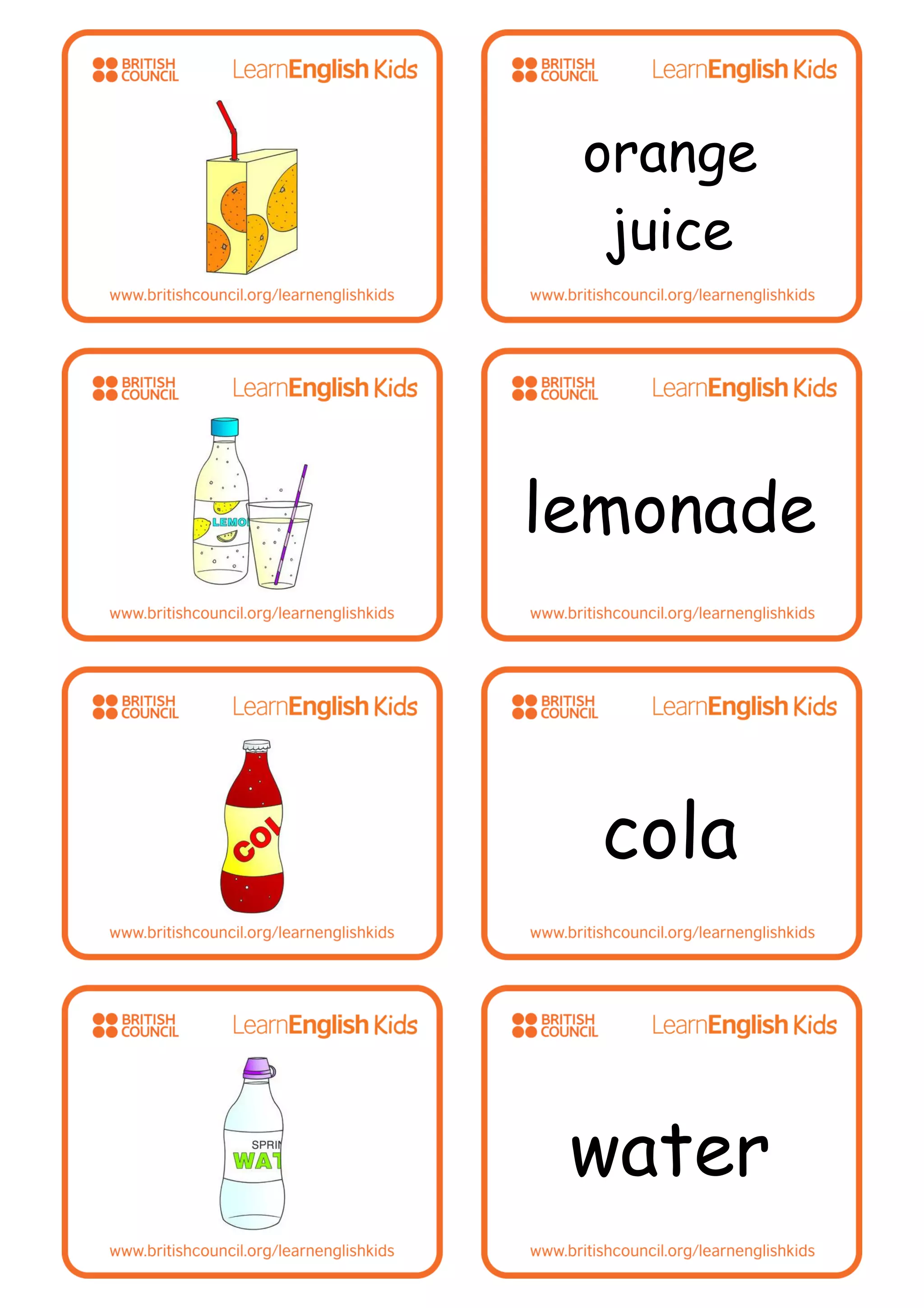 Flashcards drinks | PDF