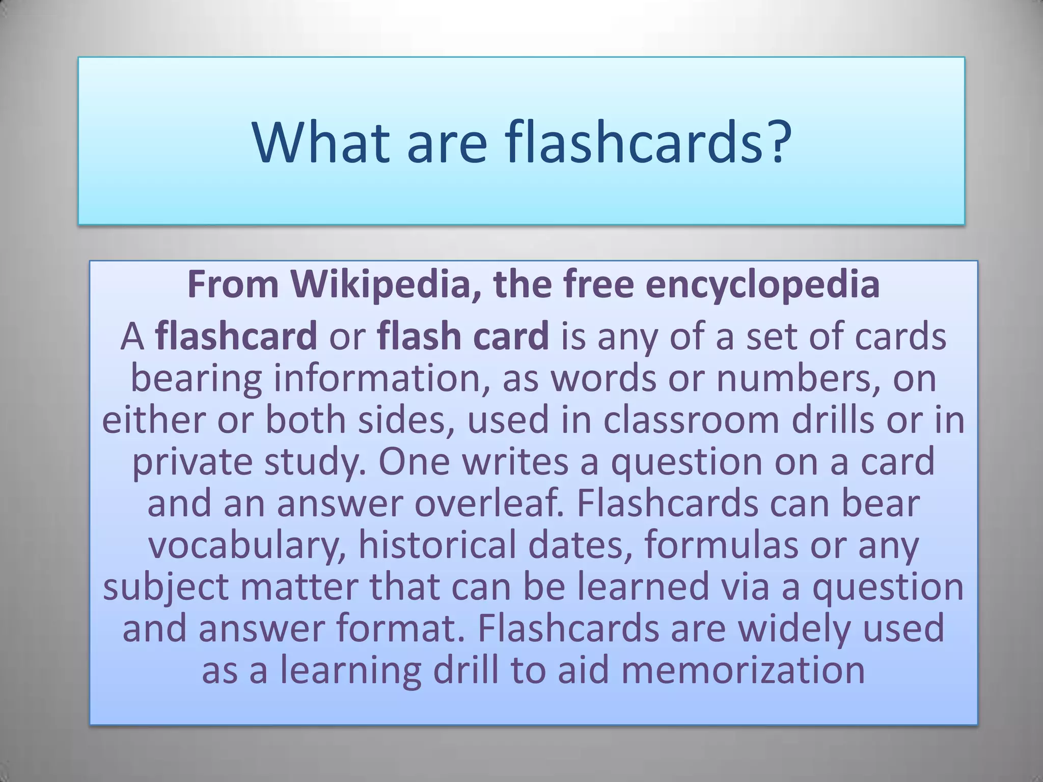Flashcards 4 teaching vocabulary | PPTX