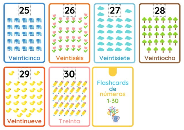 Flashcards números 1-30 (1).pdf preescolar | PDF