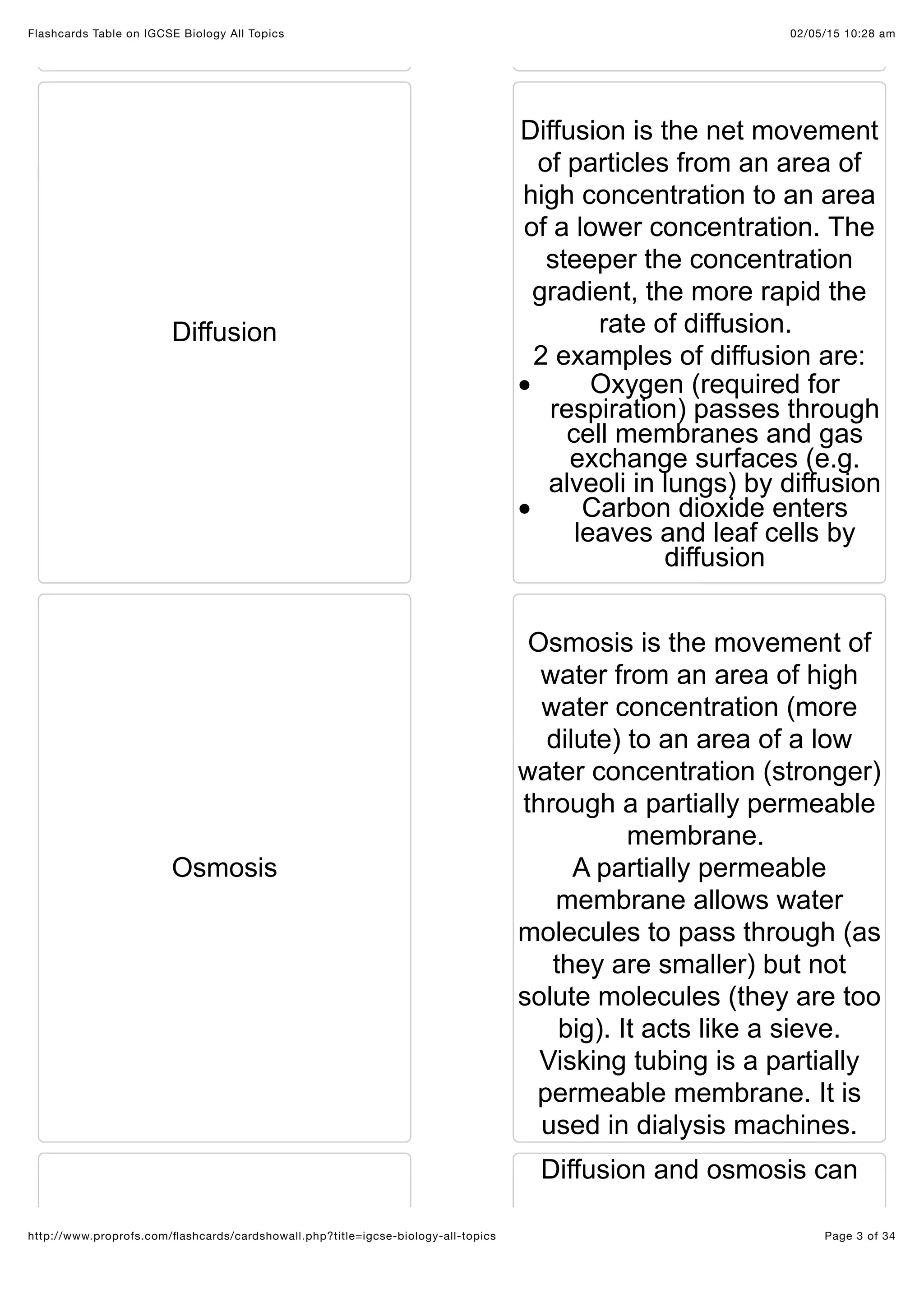 Flash cards for igcse biology | PDF