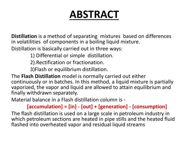 Flash distillation | PPTX | Chemistry | Science