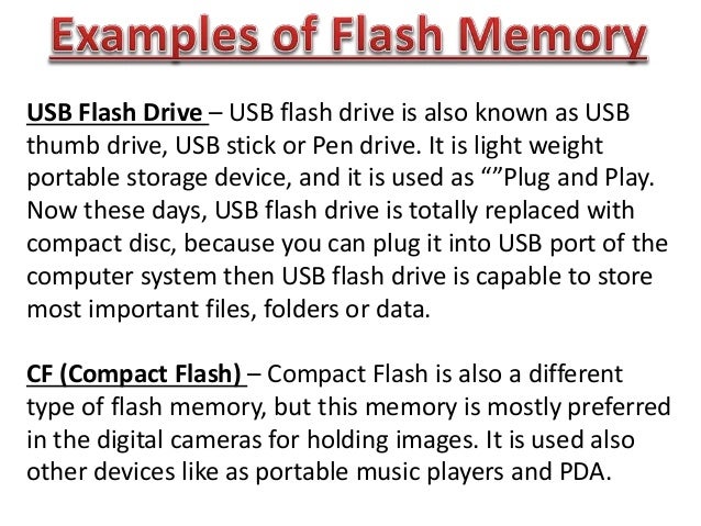 What is Flash Memory with its Types, Examples, and Devices? | PPTX