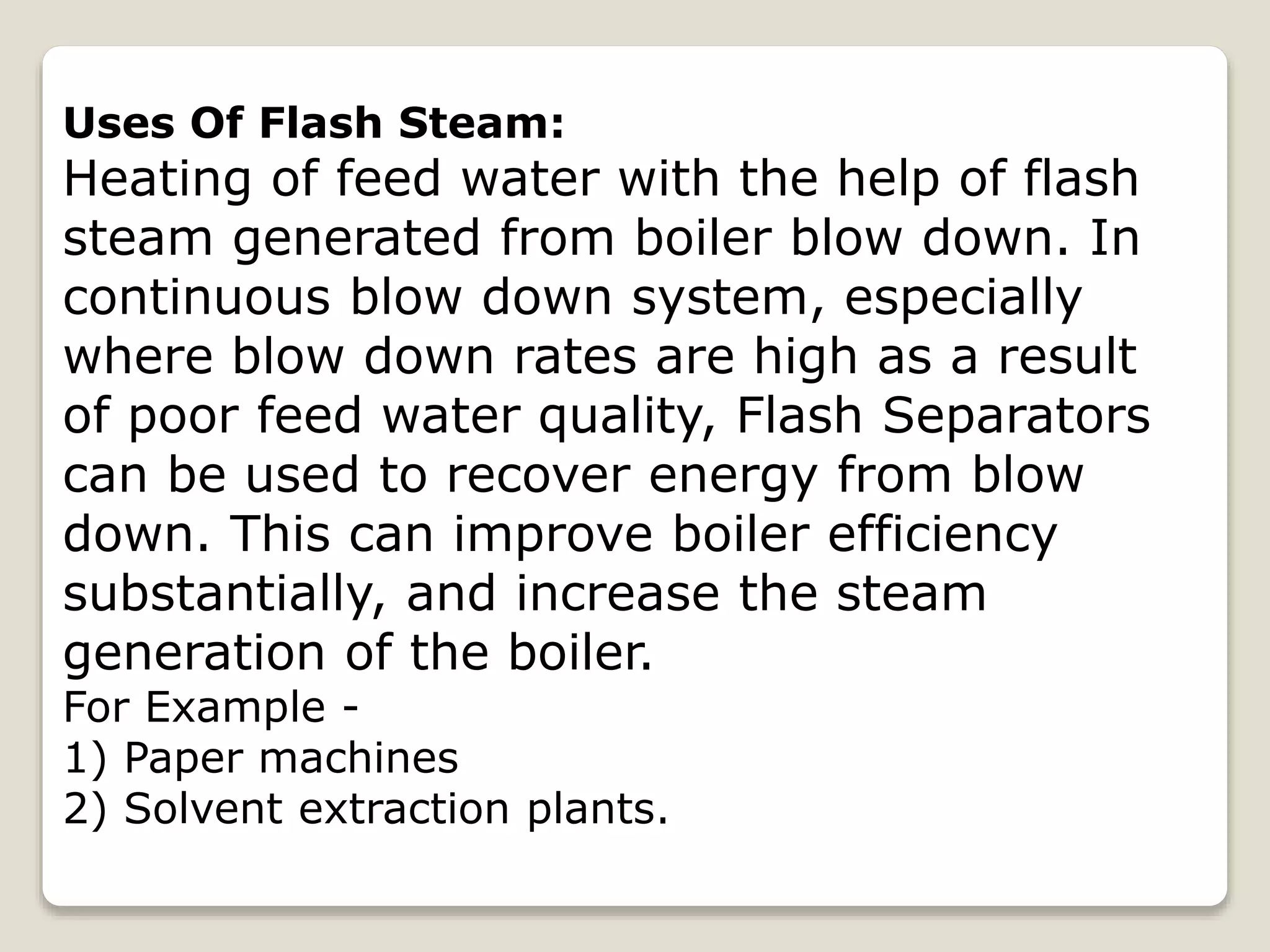 Flash steam and condensate recovery system | PPTX