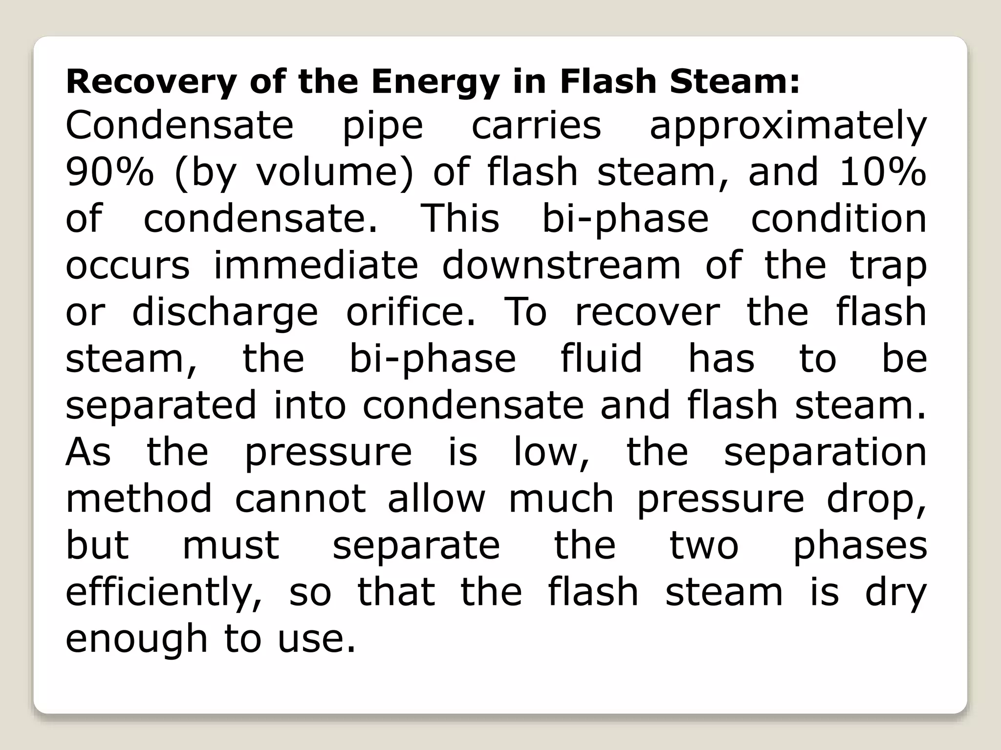Flash steam and condensate recovery system | PPTX | Physics | Science