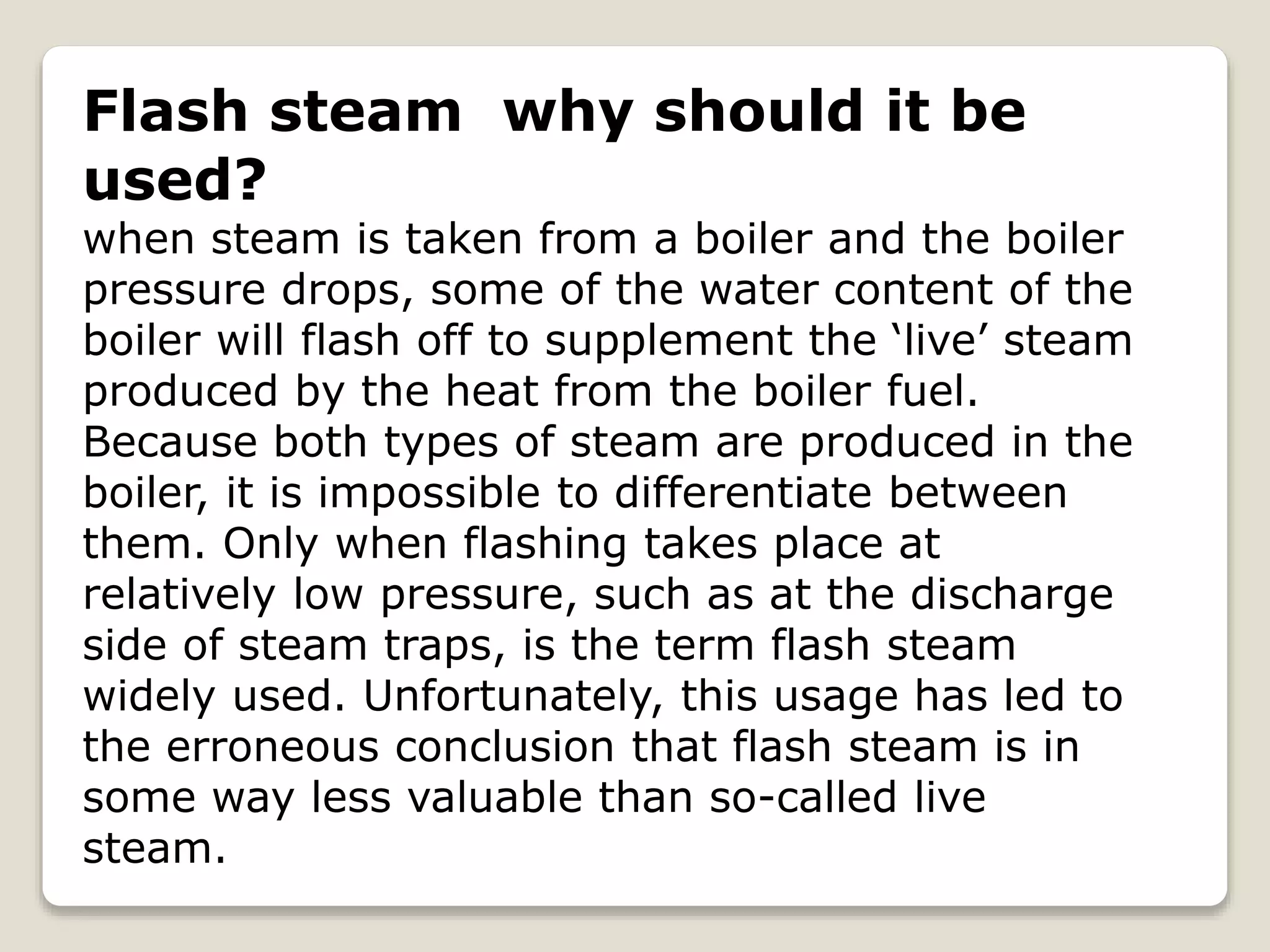 Flash steam and condensate recovery system | PPTX