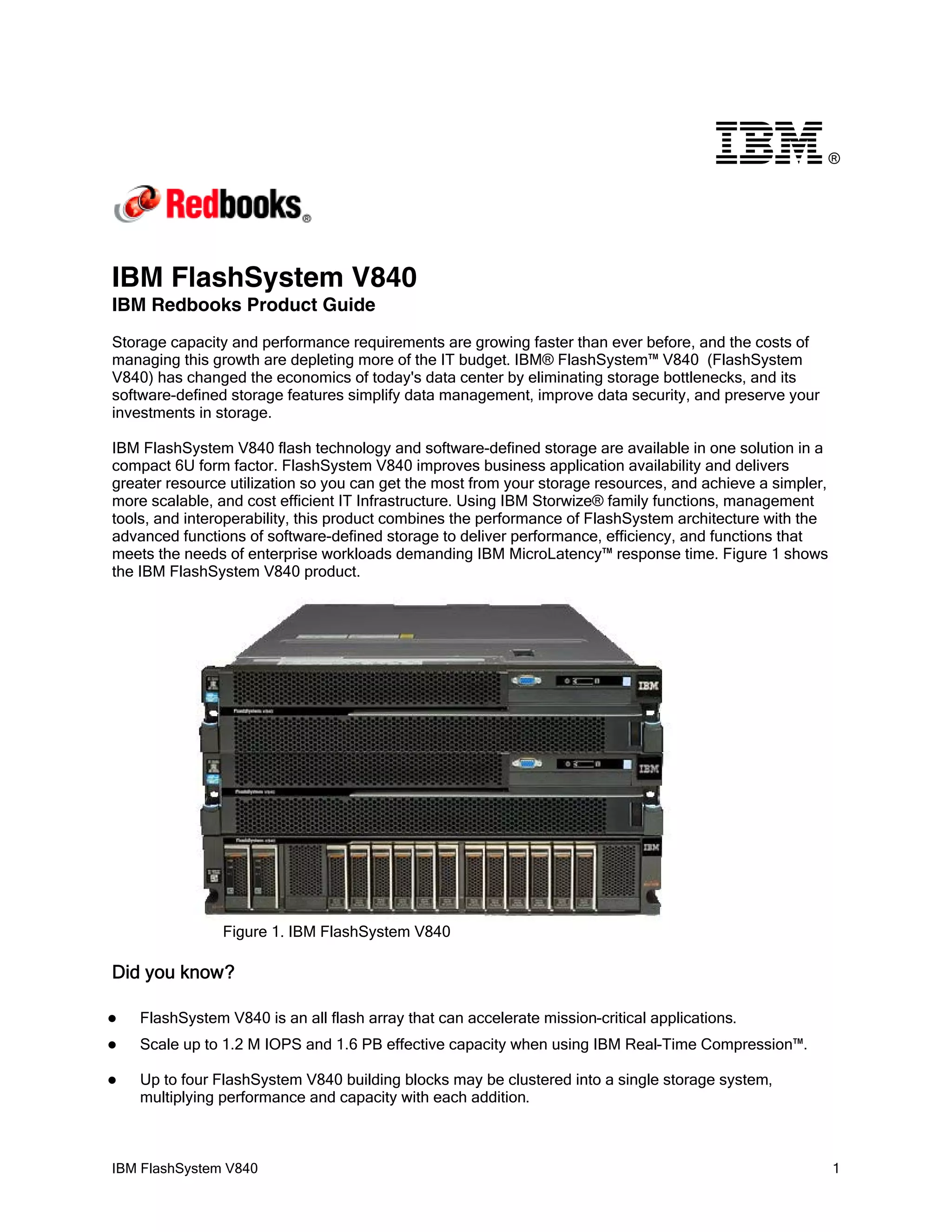 Flash System V840 Redbooks Product Guide | PDF