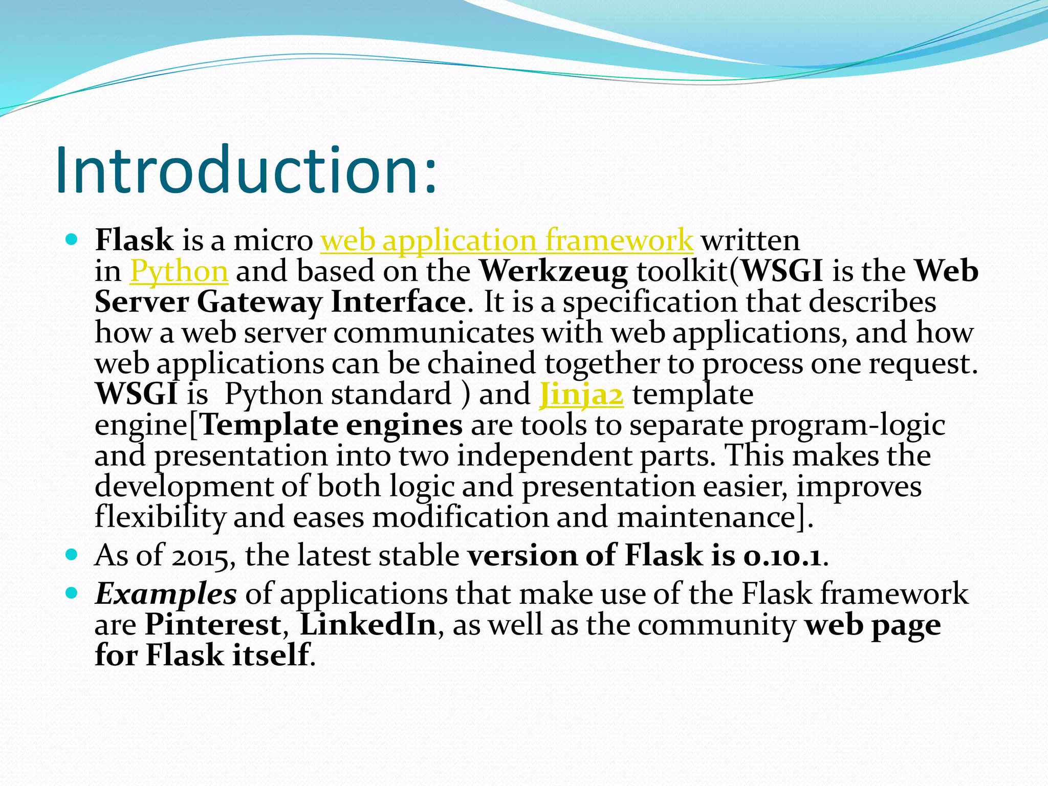 Flask | PPTX | Web Development | Internet