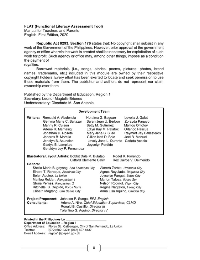 FLAT-ENGLISH reading materials elementary | PDF