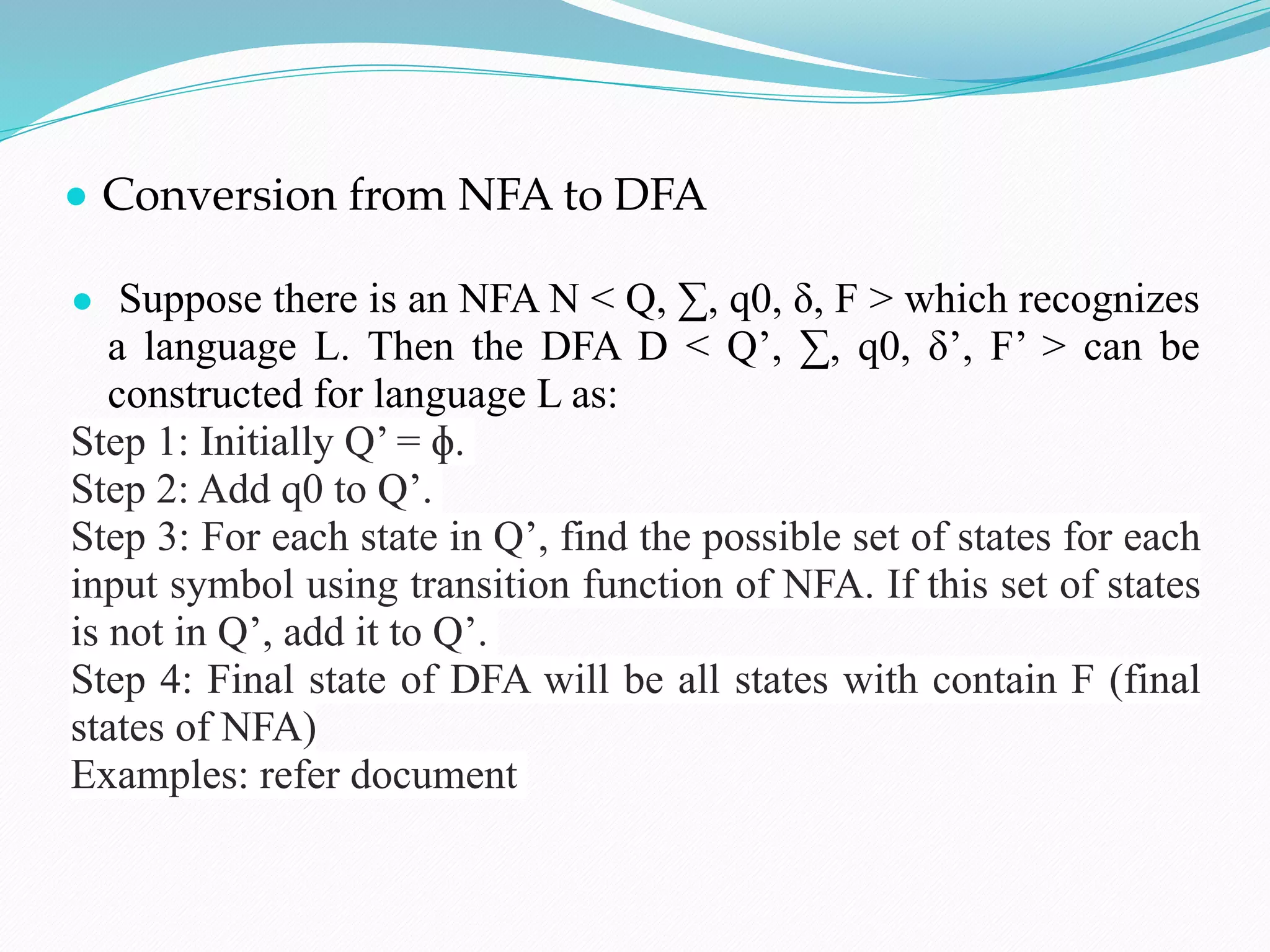 Formal Languages and Automata Theory Unit 1 | PDF