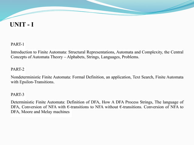 Formal Languages and Automata Theory Unit 1 | PDF