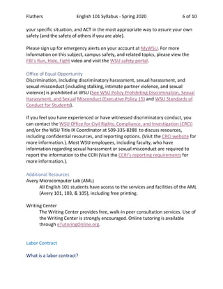 Flathers engl101.2020sp syllabus_final | PDF