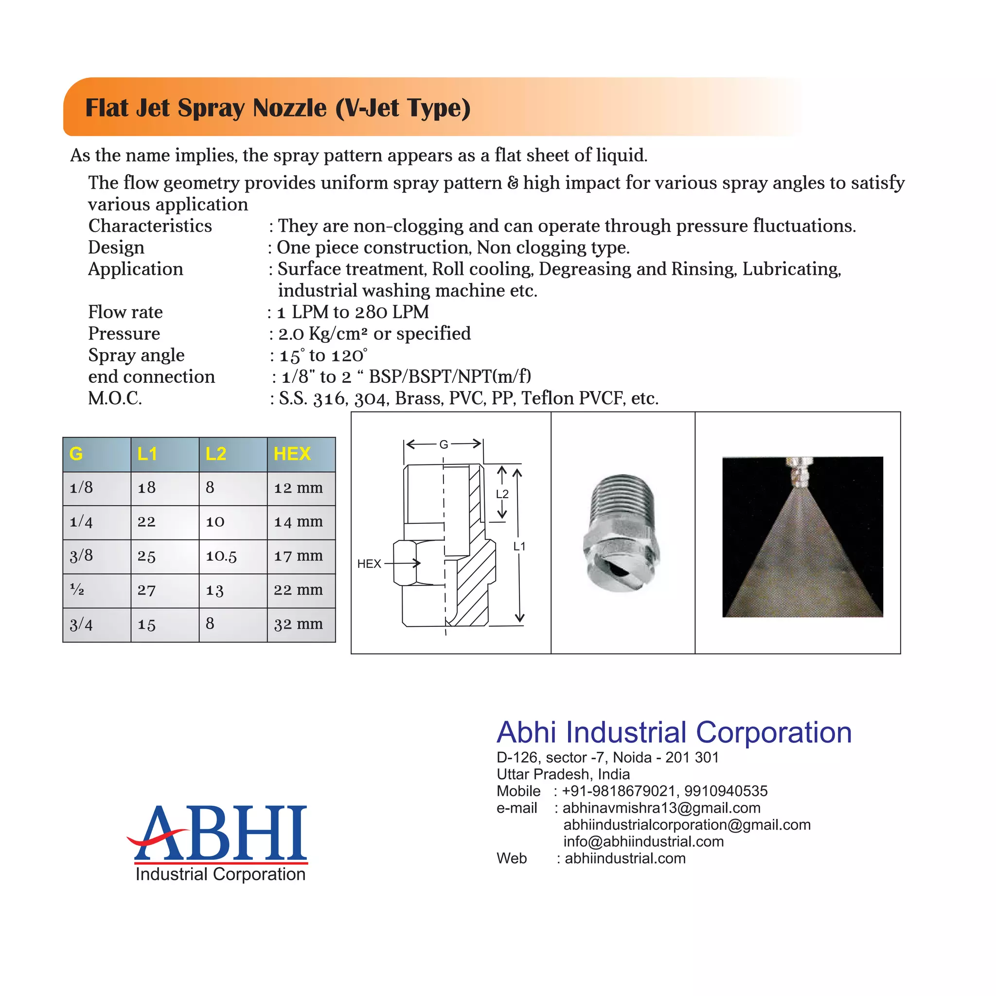 Flat jet spray nozzles v jet type | PDF