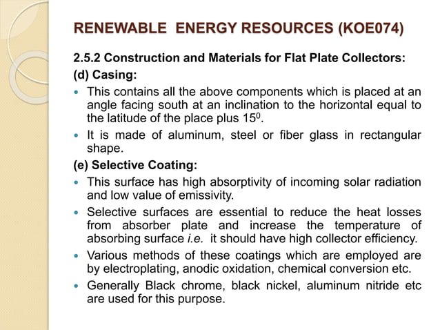 Flat plate collectors.pptx | Physics | Science