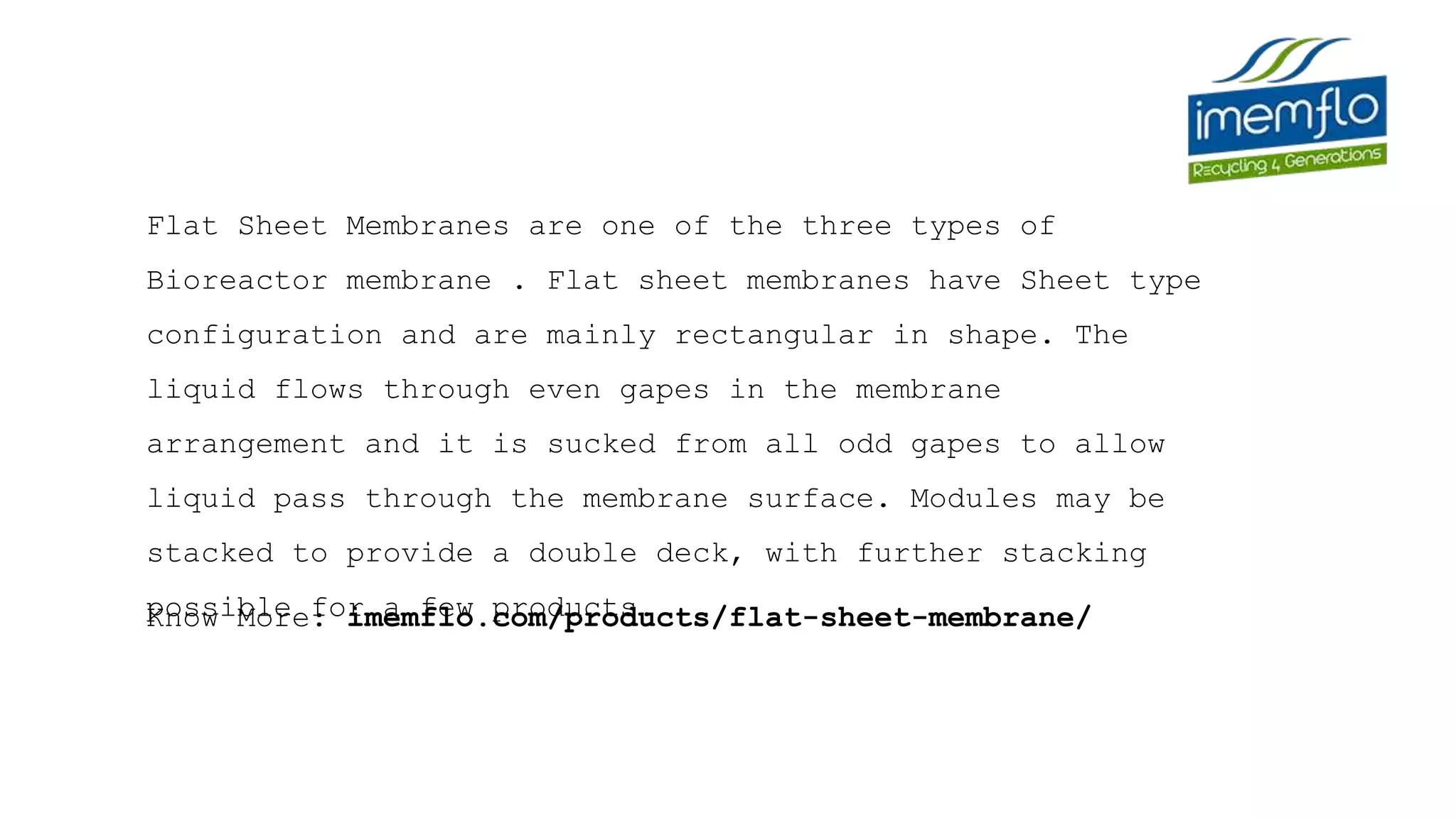 Flat Sheet Membrane - Imemflo | PPTX