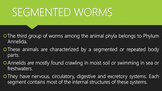 Flatworms, roundworms, segmented worms | PPTX