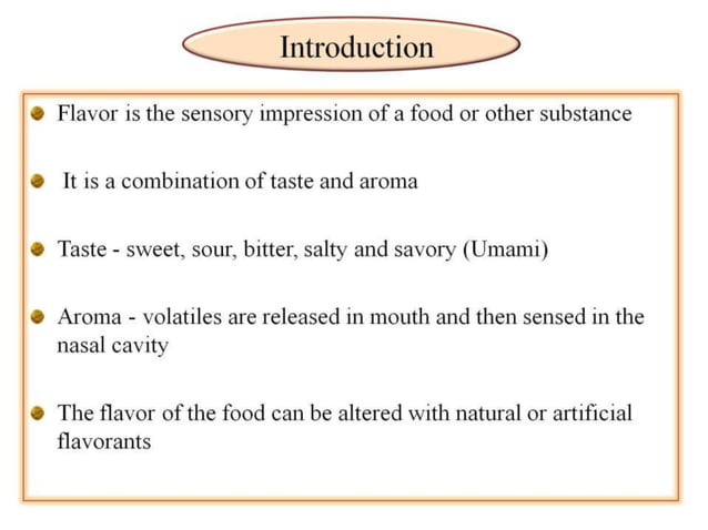 Flavor compounds from fruits and vegetables | PPTX