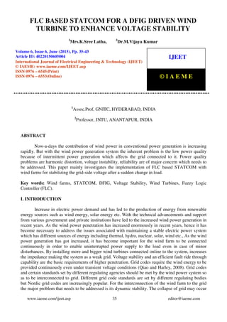 Flc based statcom for a dfig driven wind turbine to enhance voltage stability | PDF