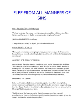 Flee from all manners of sins | DOCX