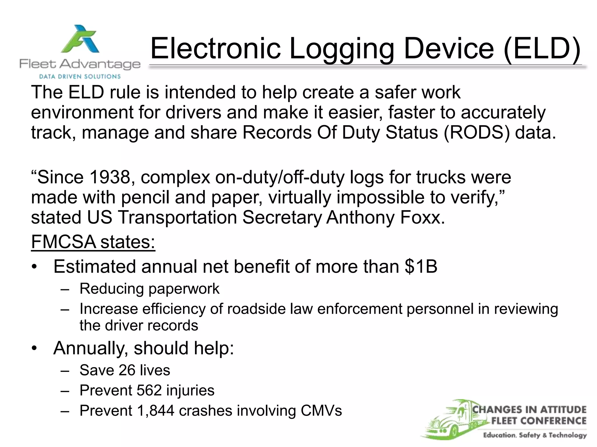 ELD Mandate Overview - Class 8 Trucks | PPT