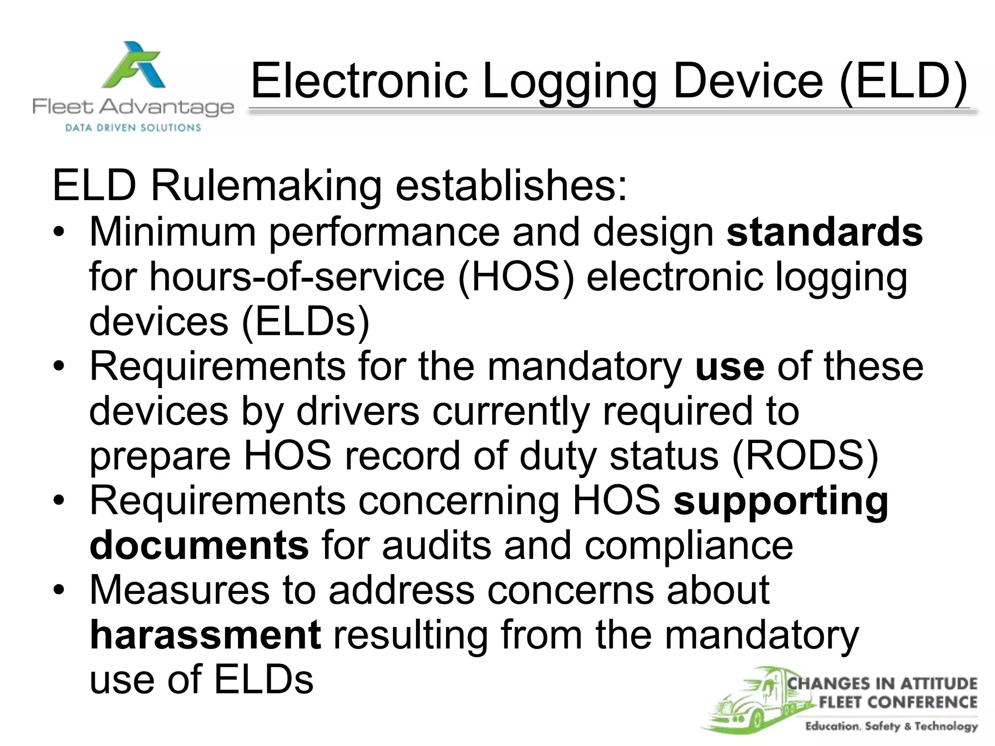 ELD Mandate Overview - Class 8 Trucks | PPT