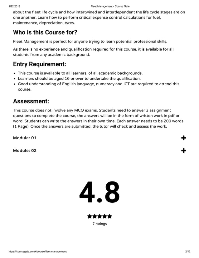 Fleet Management - Course Gate | PDF | Educational Assessment | Education
