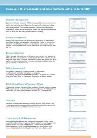Fleet management erp-brochure | PDF | Logistics | Business
