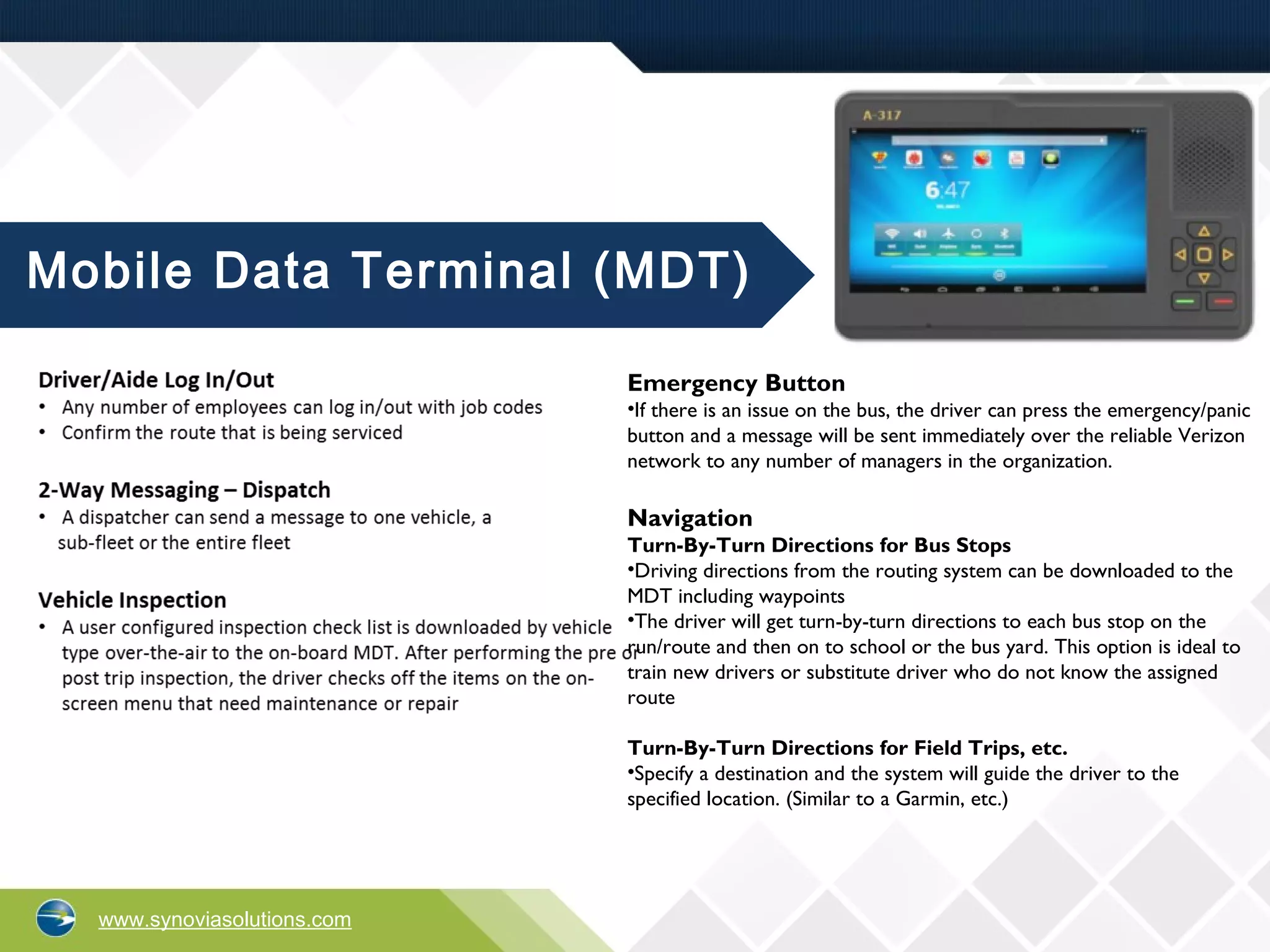 Fleet management - synovia solutions for k 12 and municipal fleets | PPT