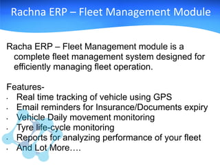 Rachna Fleet Management System | PPT