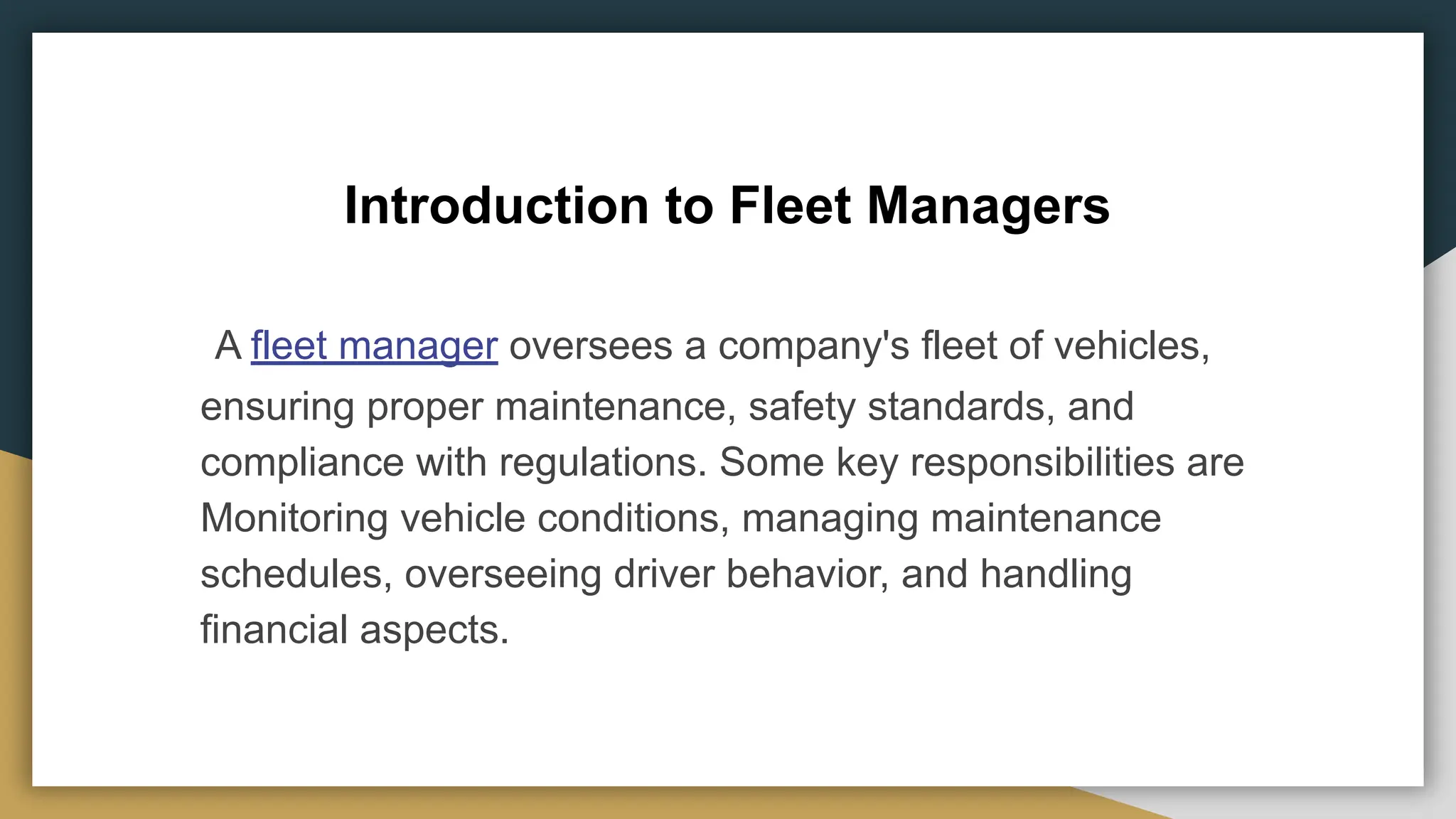 Understanding Fleet Managers and Their Role | PDF