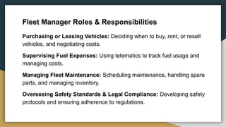 Understanding Fleet Managers and Their Role | PDF