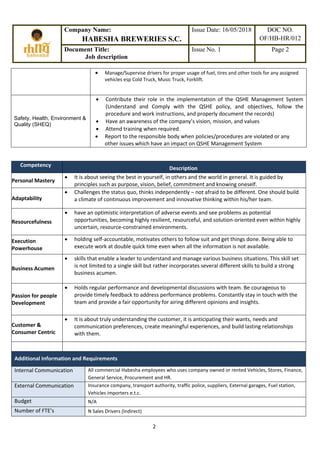 Fleet Officer job description for manufacturing sector | PDF
