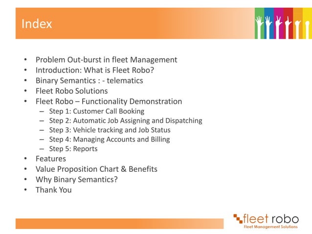 Fleet Robo-Fleet Management Solutions and GPS Vehicle Tracking System | PPT