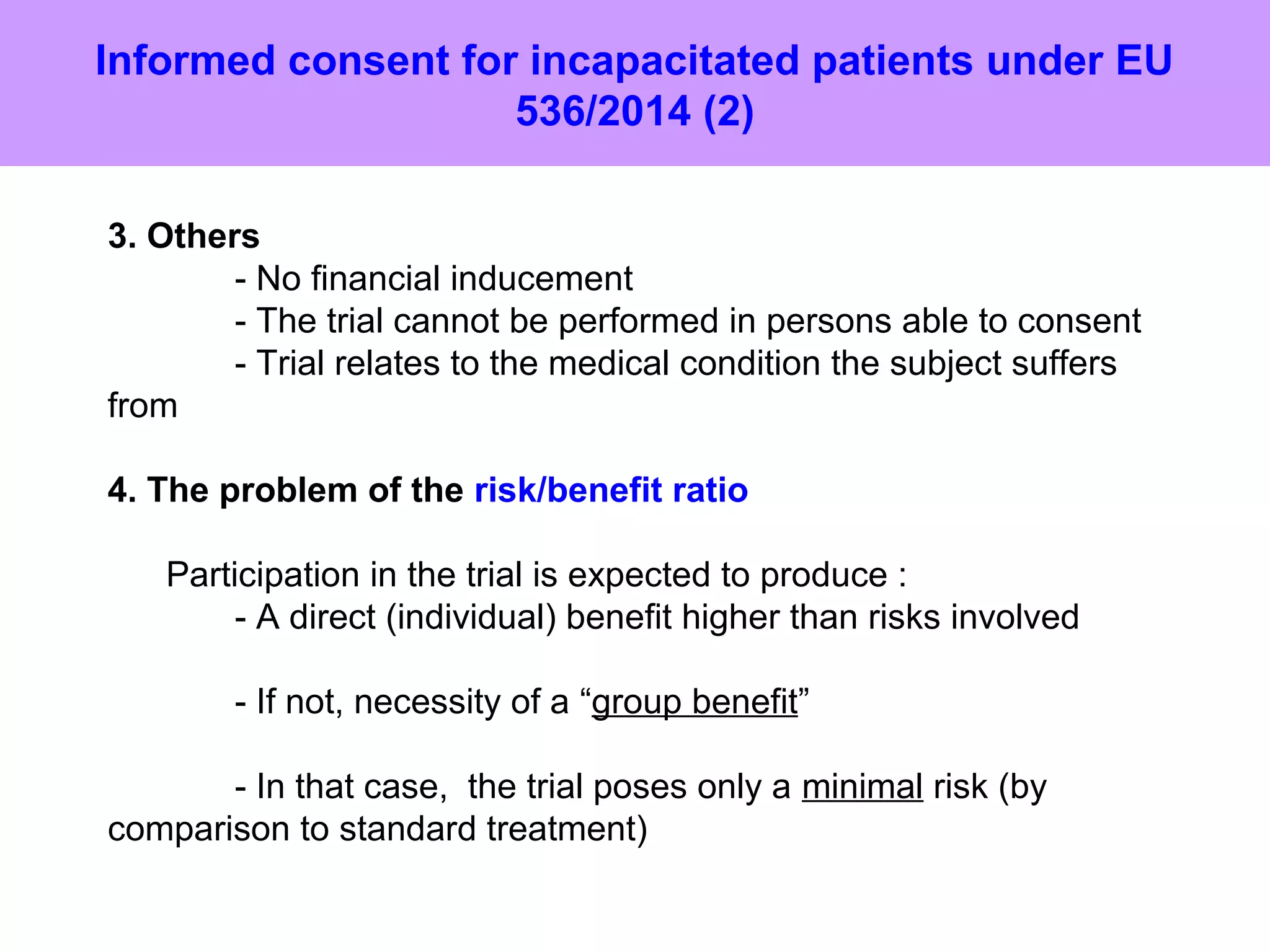 Informed consent for incapacitated patients and in emergency situations ...