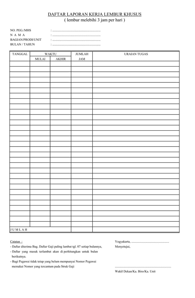 Form lembur | PDF