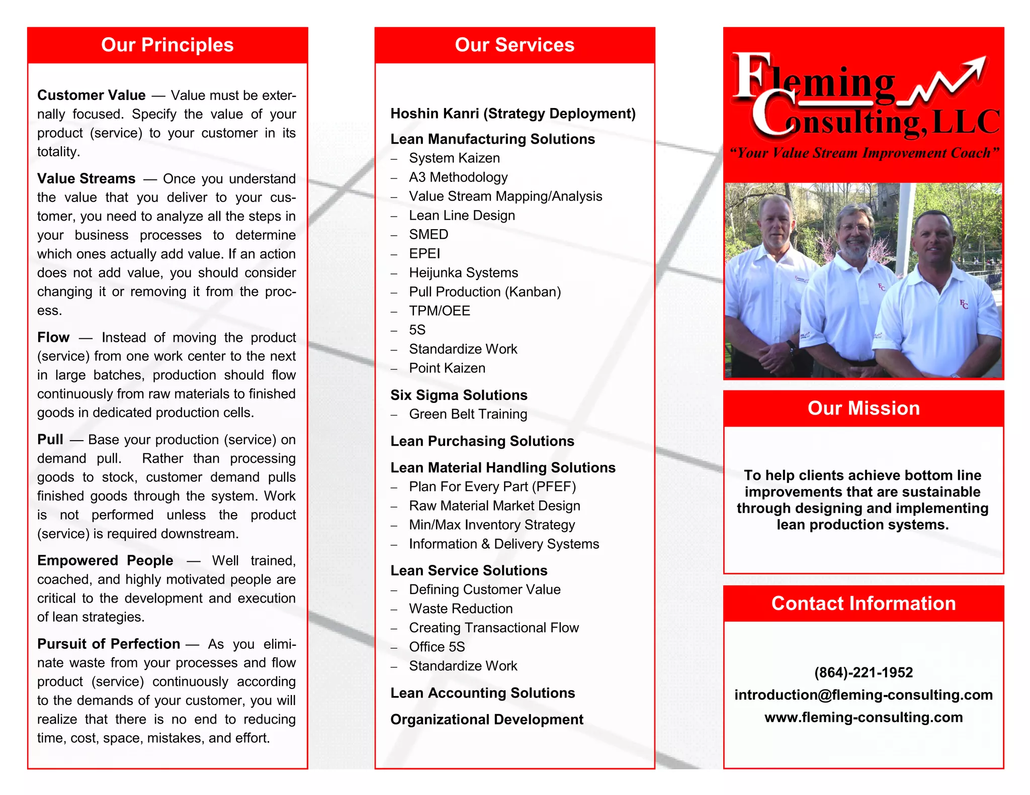 Fleming Consulting Brochure Pdf Management Consulting Industry Industries
