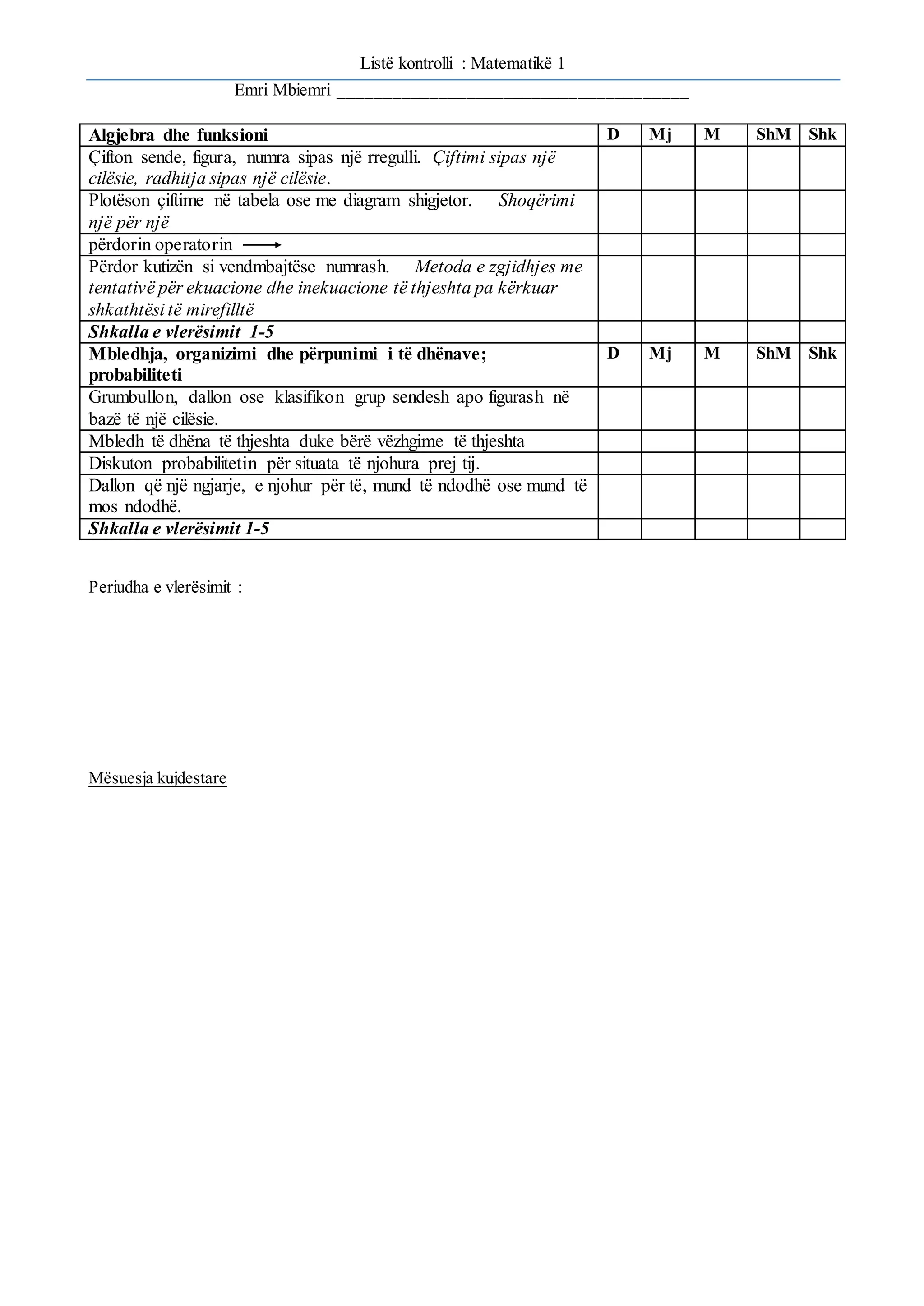 Flete kontrolli Matematike 1 | DOCX