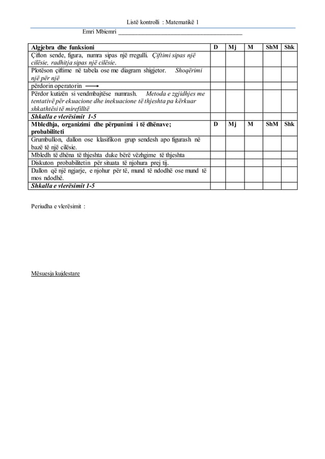 Flete kontrolli Matematike 1 | DOCX