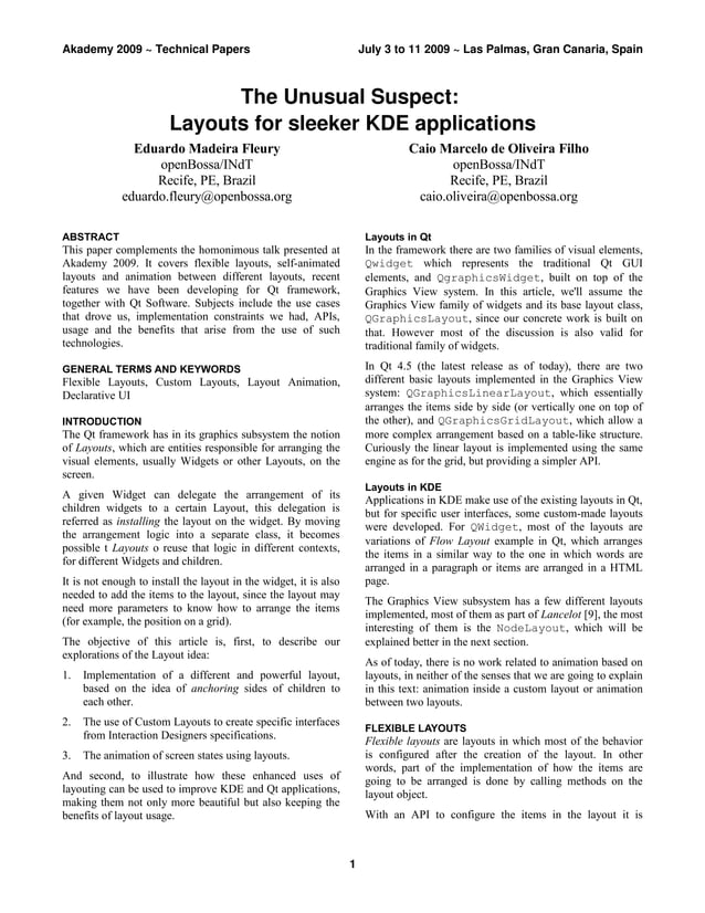 The Unusual Suspect: Layouts for sleeker KDE applications | PDF