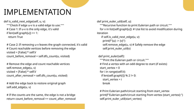 FLEURY’S algorithm graph theory presentation.pptx