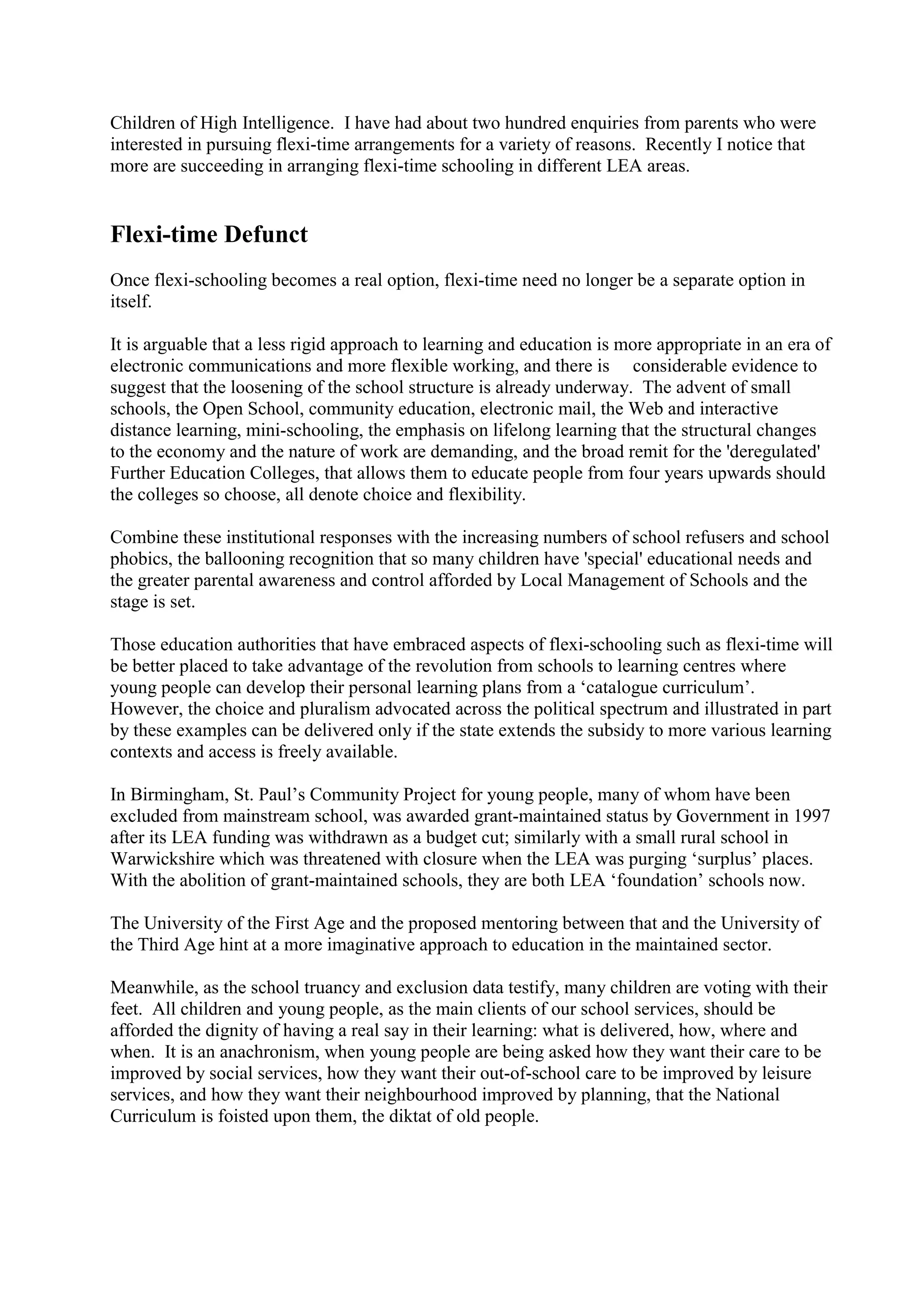 Flexi-time Schooling | PDF