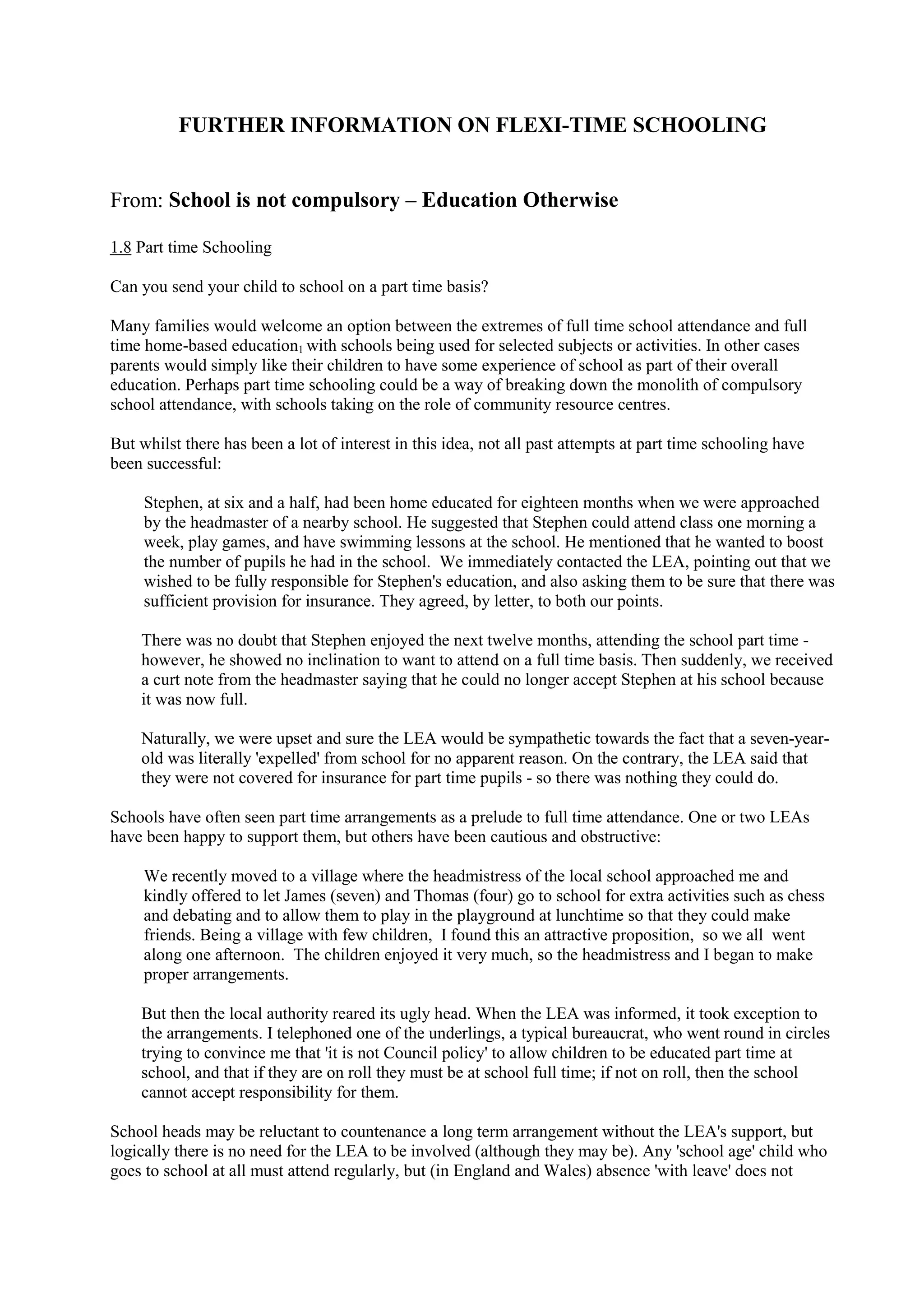 Flexi-time Schooling | PDF